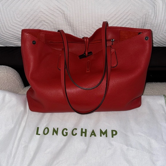 Longchamp | Bags | Longchamproseau Leather Tote Red Leather | Poshmark